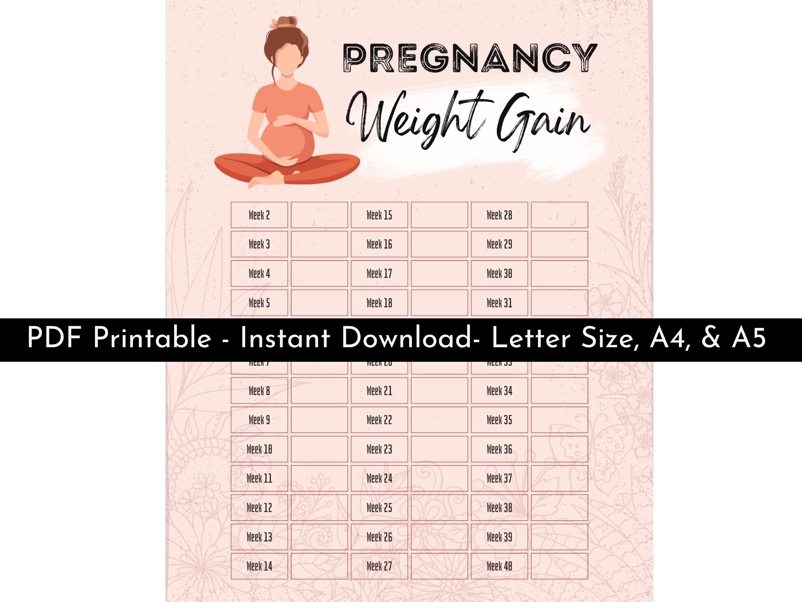 Pregnancy Weight Tracker Printable | Monitor Your Progress | Healthy ...