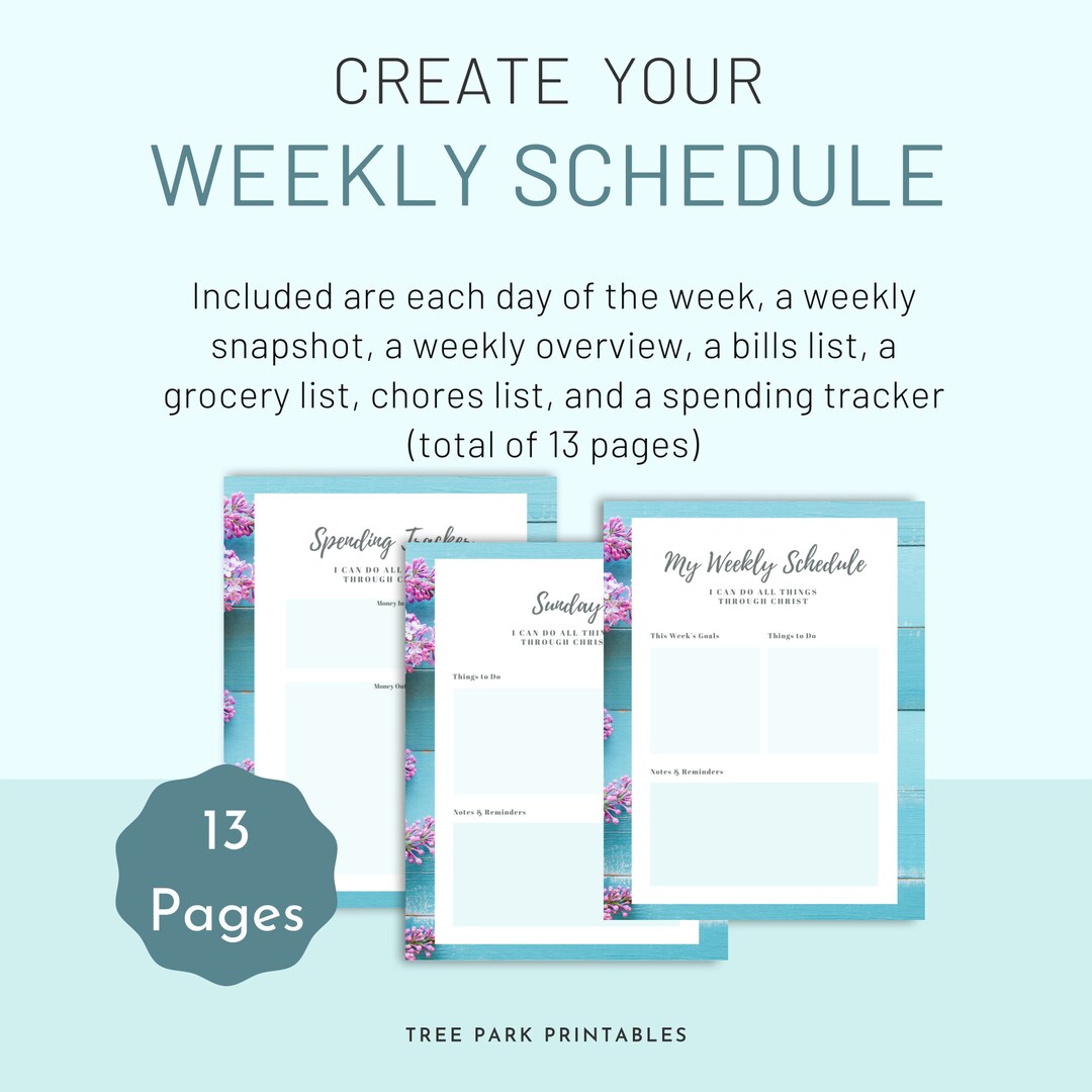 Printable Weekly Flower Planner | Weekly Schedule Organizer | Daily ...