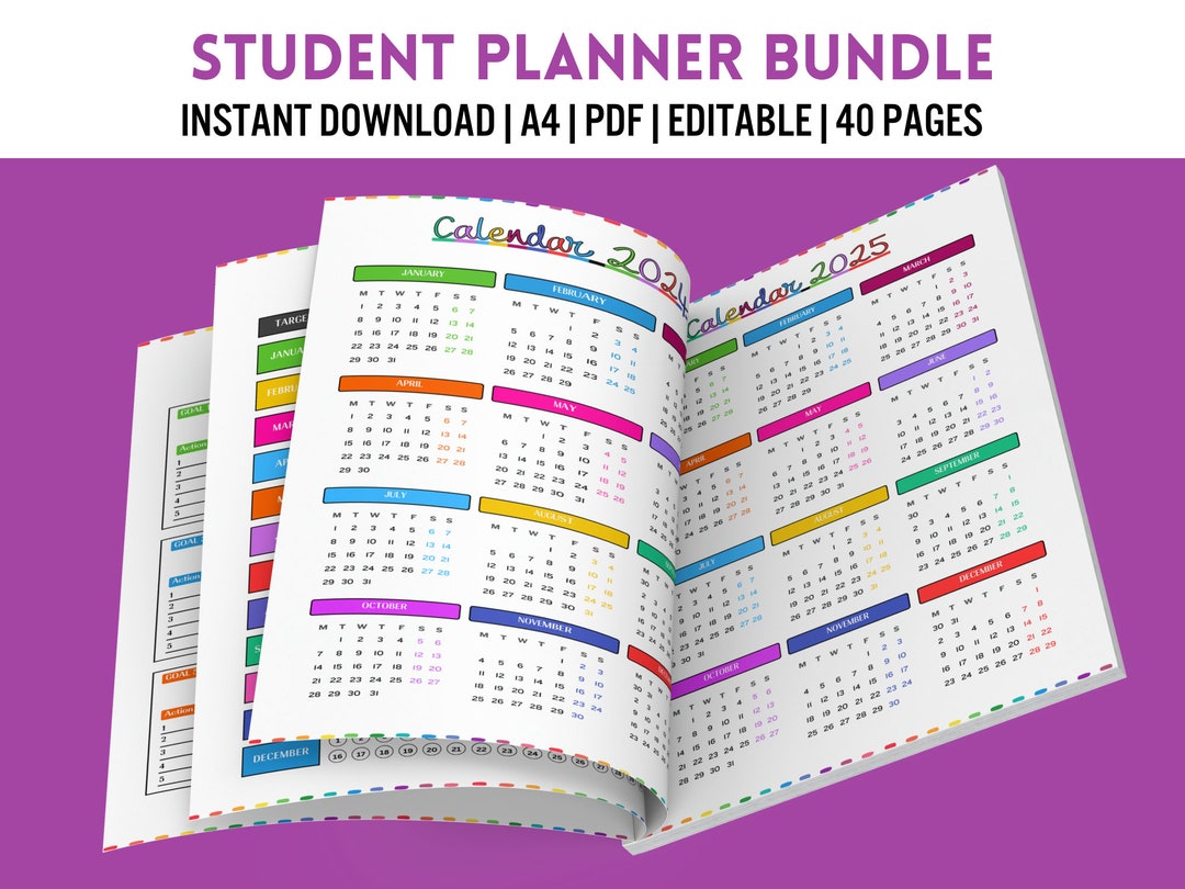 Colorful Printable Student Planner Bundle, Project Planner,assignment ...