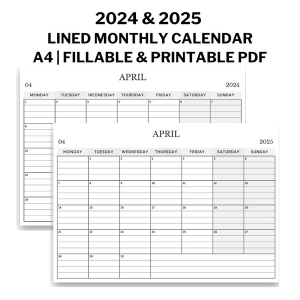 Lined Calendar 2024 2025 - Etsy