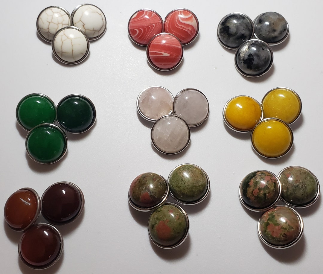 18mm Smooth Polished Natural Stone Snap Charms for Bracelet-jewelry ...