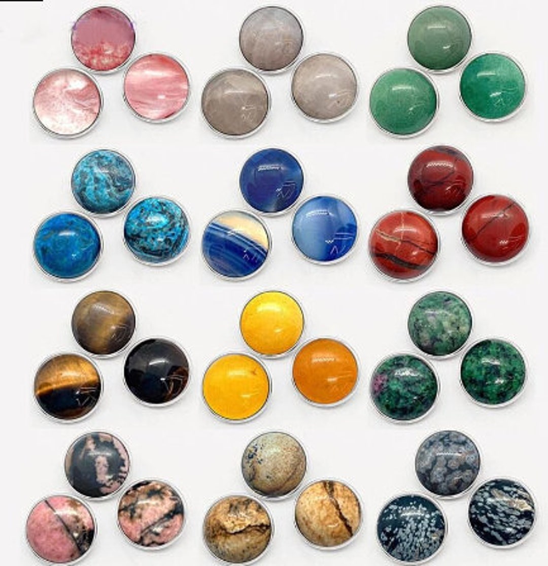 12mm Small Colorful Polished Natural Stone Snap Charms for Bracelet ...