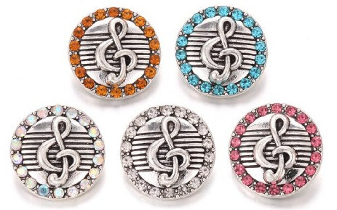 Treble Cleft Music Note With Gems Snap Charms for Jewelry/wristbands ...