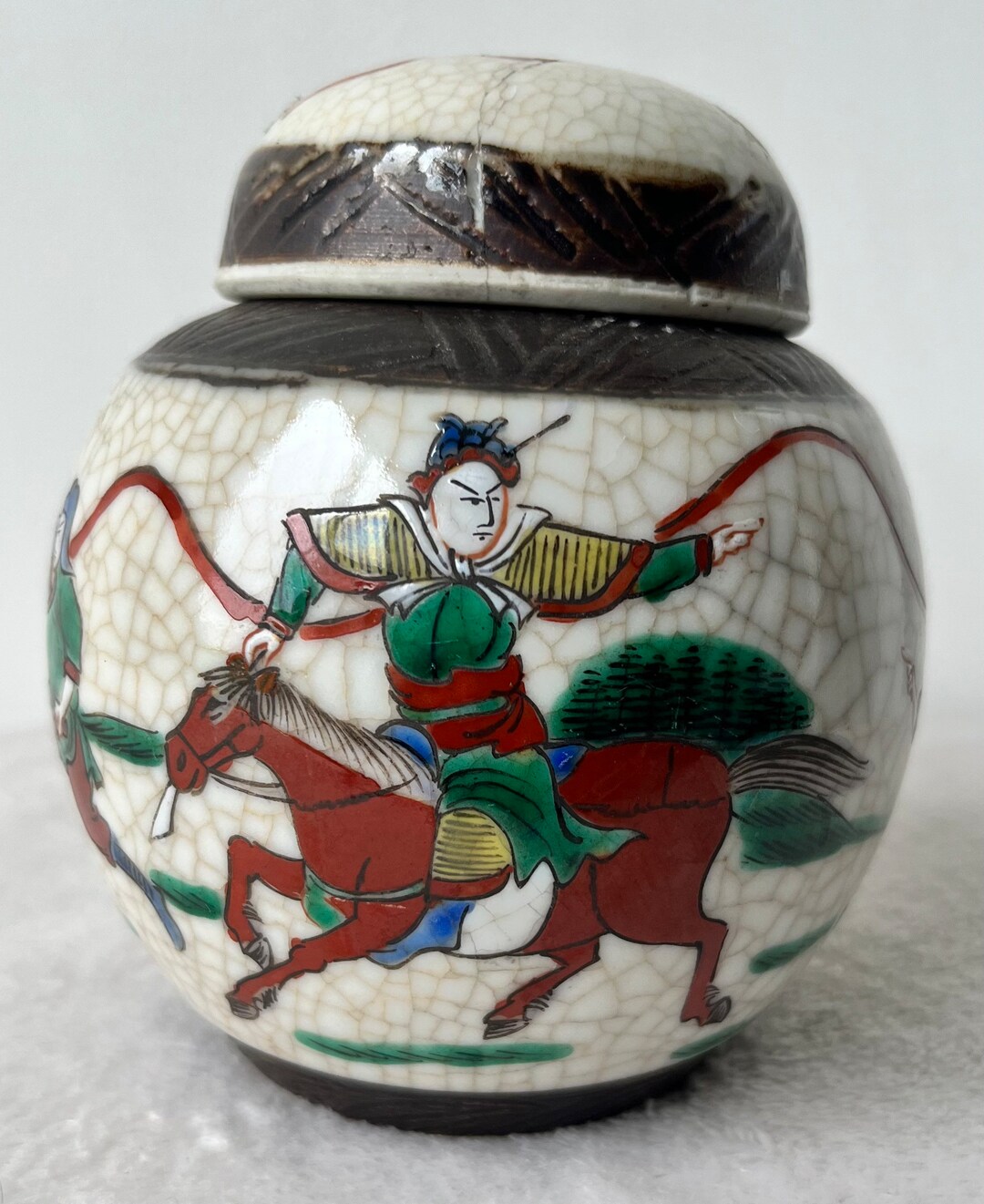 Japanese Satsuma Samurai Scene Small Ginger Jar/storage Pot, Vintage - Etsy