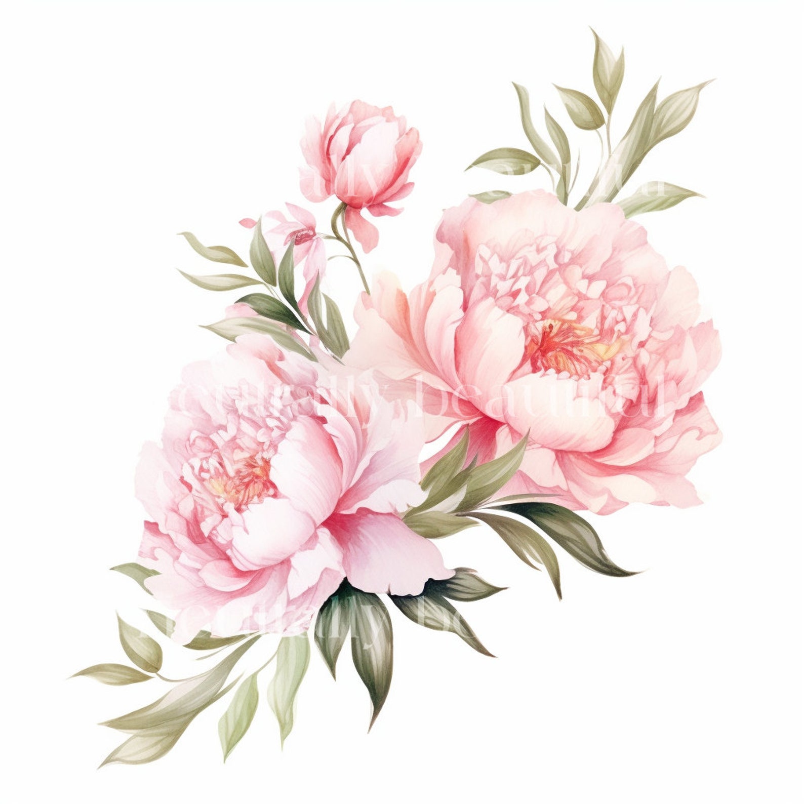 20 X Peonies Floral Borders & Edges Downloadable Clipart - Peony Floral ...