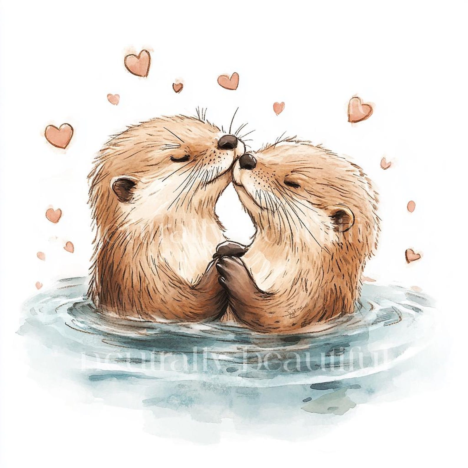 10 X Otters & Hearts Clipart Bundle - High Quality Jpgs - Romantic ...
