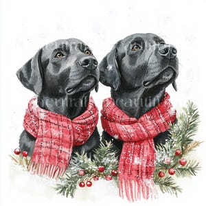 12 X Black Labradors at Christmas Clipart Bundle - High Quality Jpgs ...