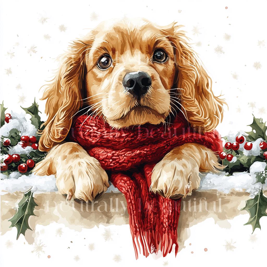 12 X Cocker Spaniel Dogs at Christmas Clipart Bundle - High Quality ...