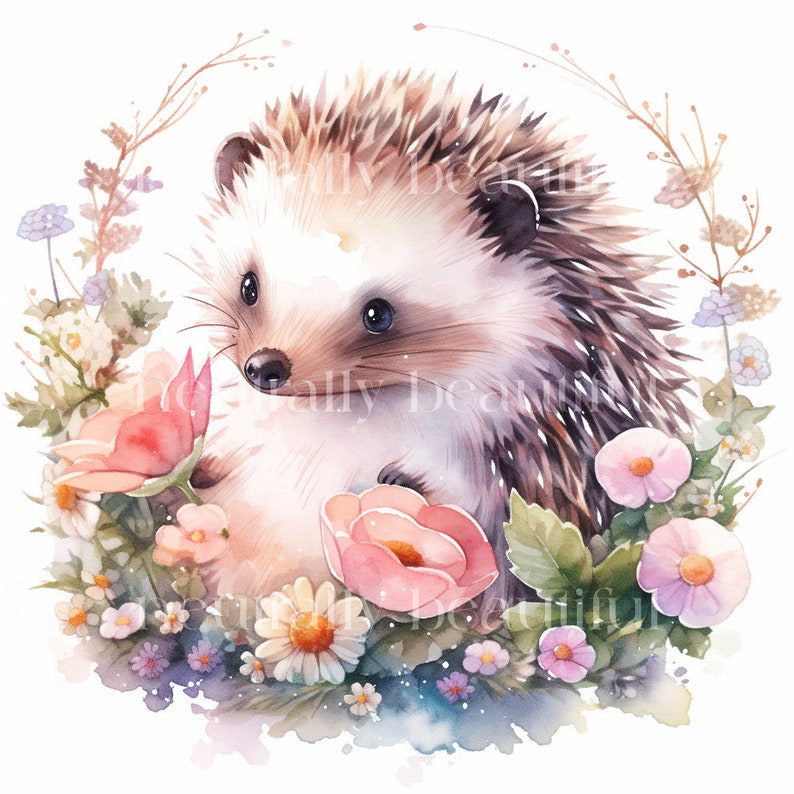 Cute Happy Hedgehogs Watercolour Clipart - 15 High Quality Downloadable ...