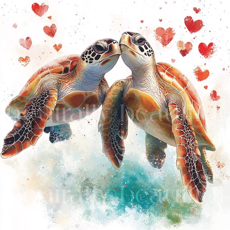 10 X Turtles & Hearts Clipart Bundle - High Quality Jpgs - Romantic ...
