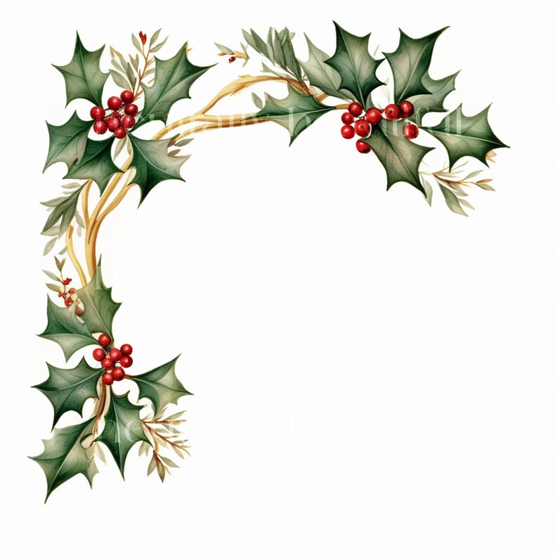 Christmas Floral Edging Watercolour Clipart - 12 Downloadable Jpgs ...