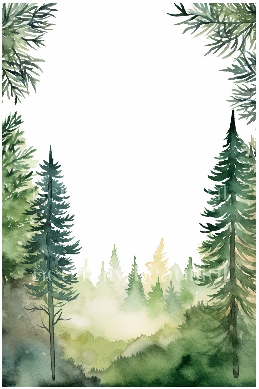 20 X Forest Themed Borders & Edges Downloadable Papers Watercolour ...
