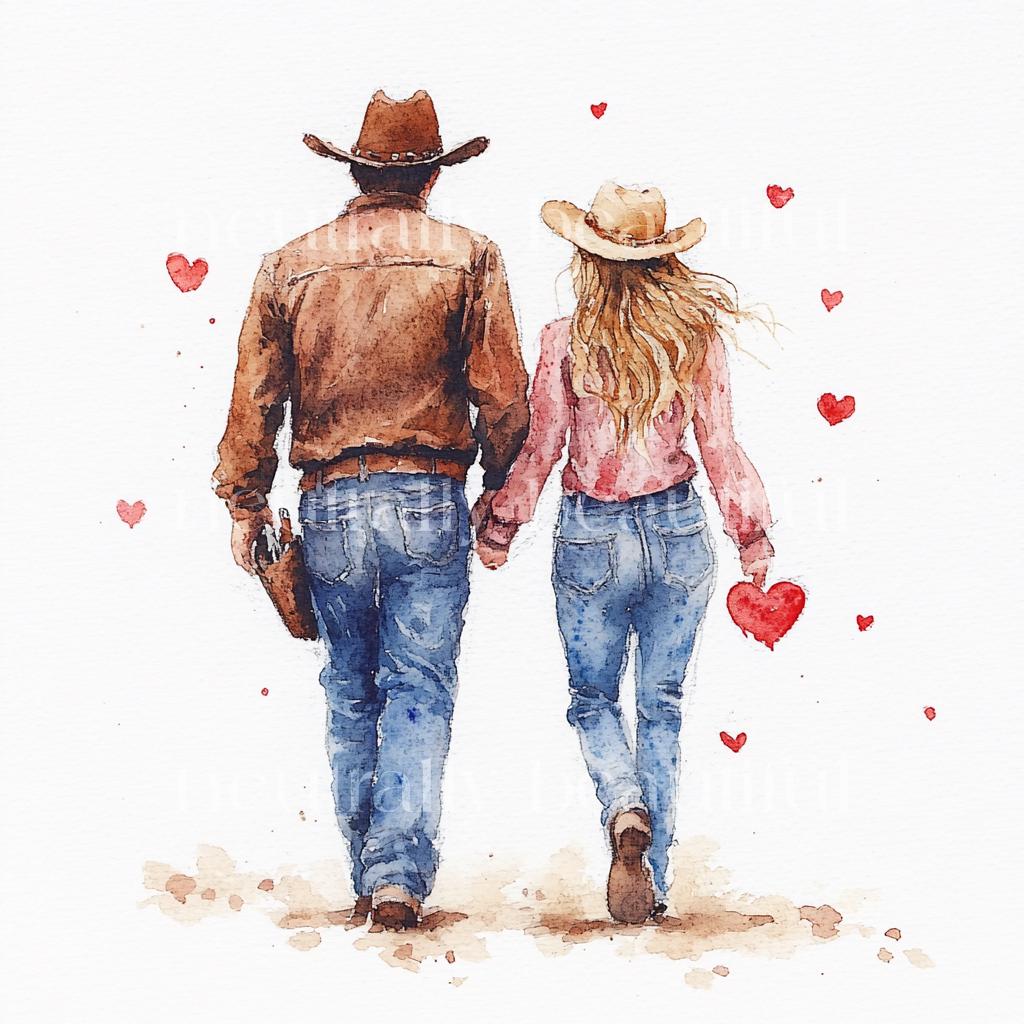 10 X Romantic Cowboy Couples Clipart Bundle - High Quality Jpgs ...
