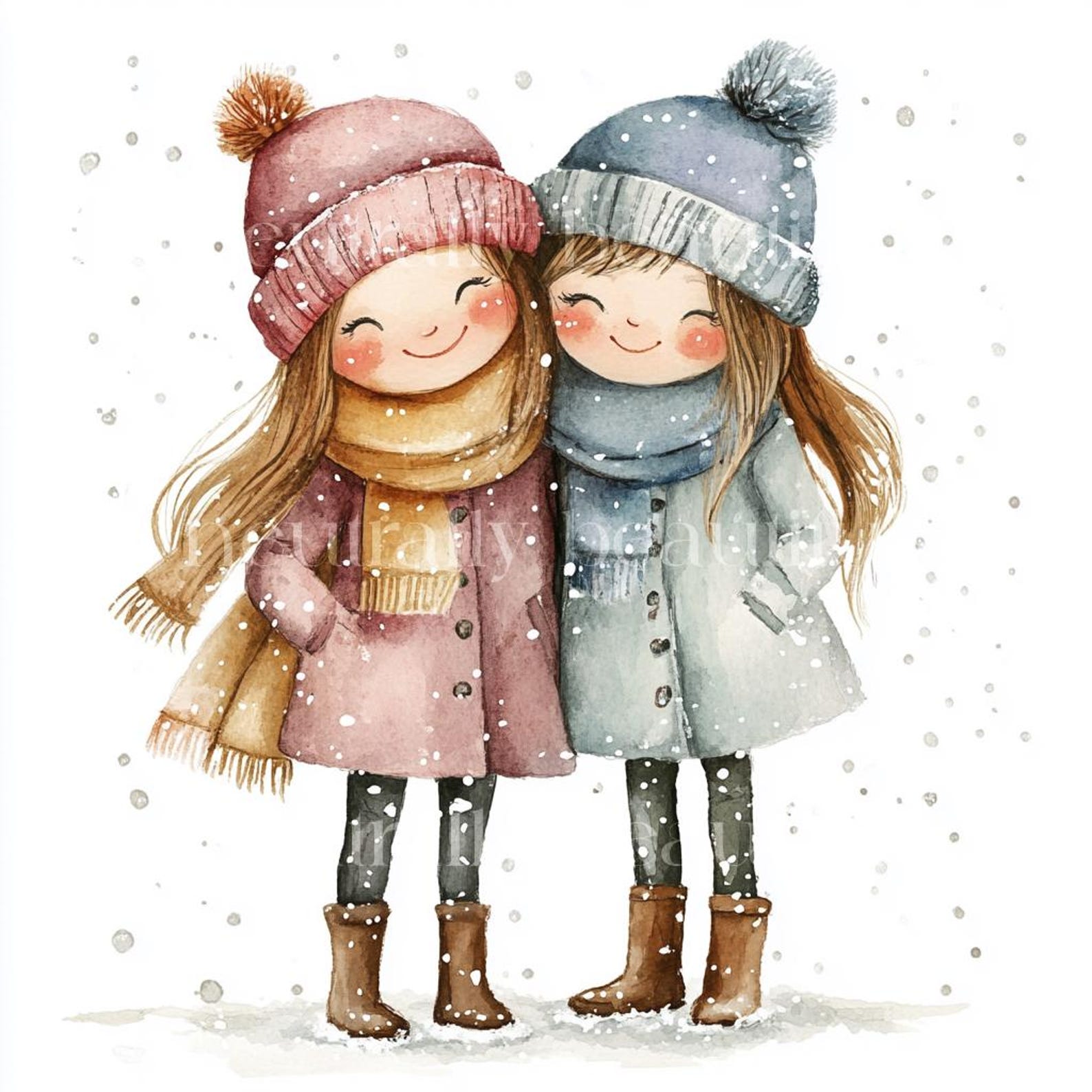 10 X Cute Winter Girls Clipart - High Quality Jpgs - Friends ...