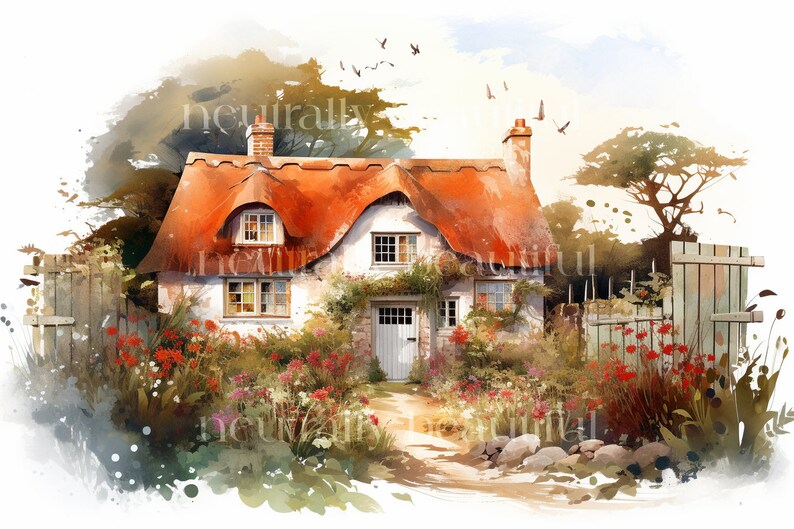 10 Countryside Cottage Prints, Landscape High Quality Downloadable Jpgs ...