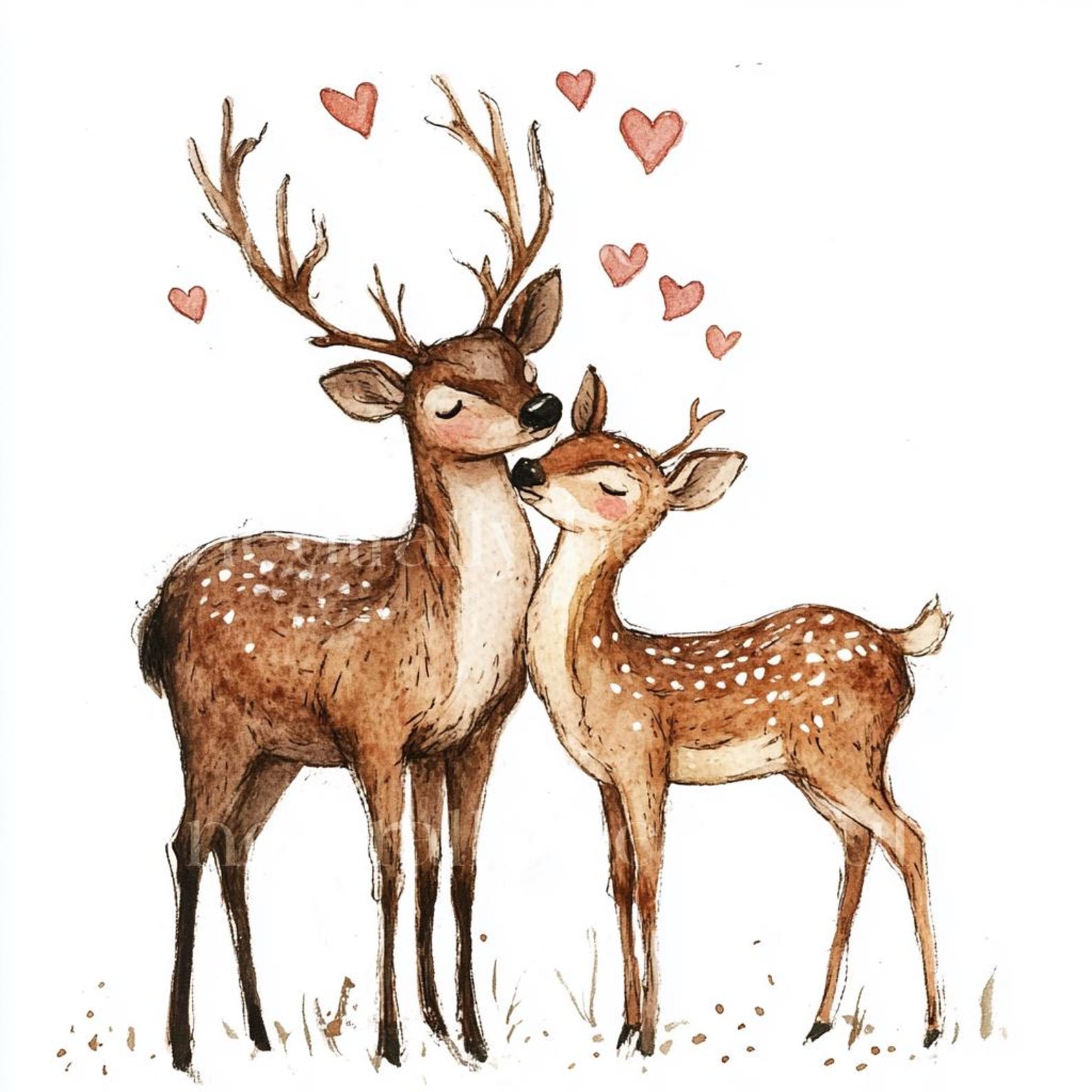 10 X Deer & Hearts Couple Clipart Bundle - High Quality Jpgs - Romantic ...