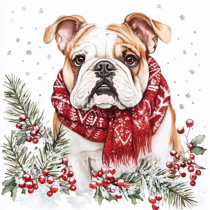 Christmas Bulldog Digital - Etsy