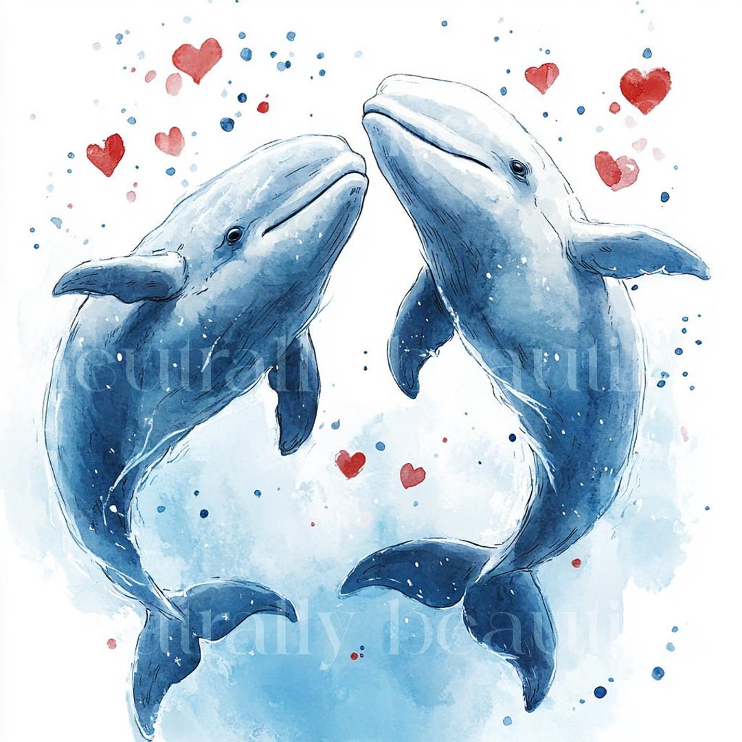 10 X Beluga Whales & Hearts Clipart Bundle - High Quality Jpgs ...