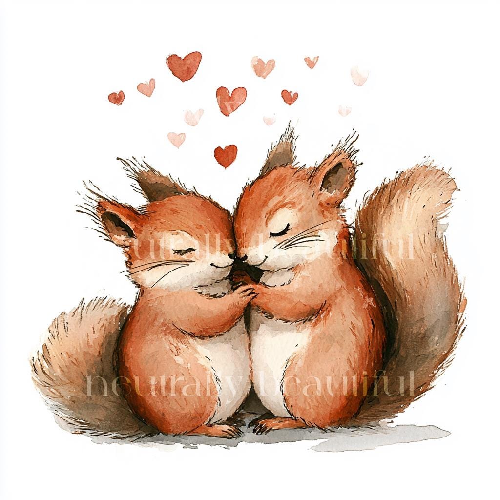 10 X Squirrels & Hearts Clipart Bundle - High Quality Jpgs - Romantic ...