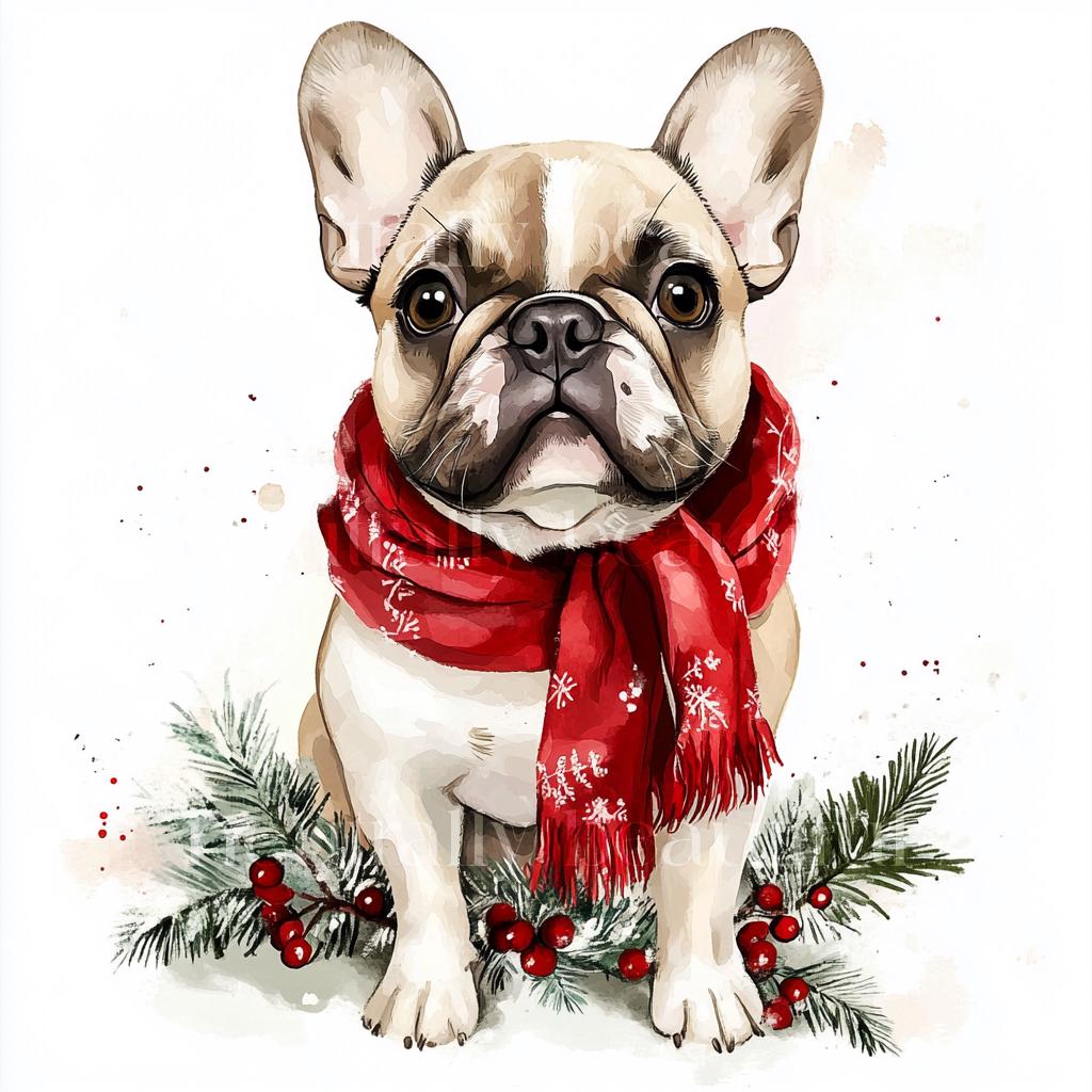 12 X French Bulldogs at Christmas Clipart Bundle - High Quality Festive ...