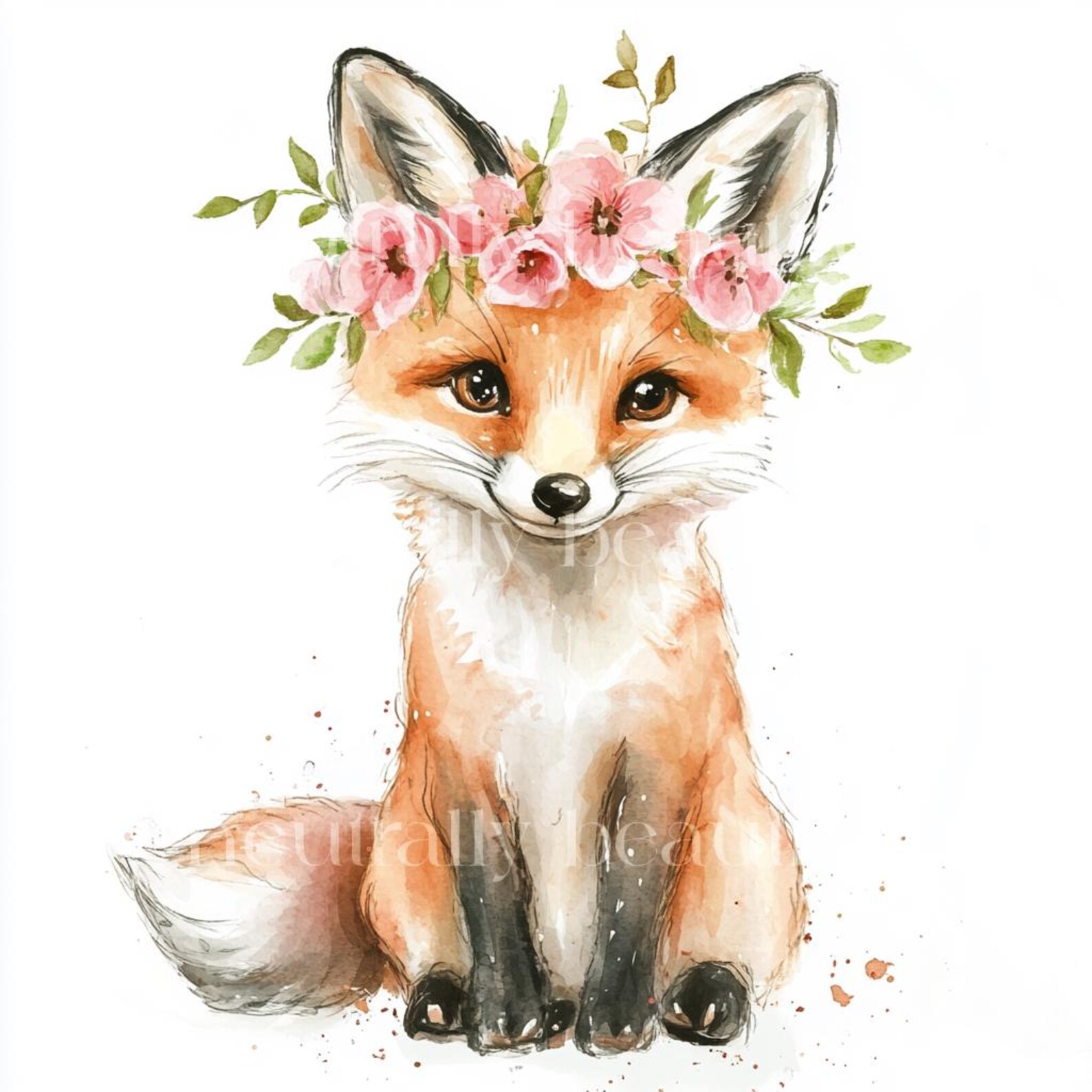 12 X Cute Foxes With Flower Crowns - High Quality JPG Bundle - Fox Cub ...