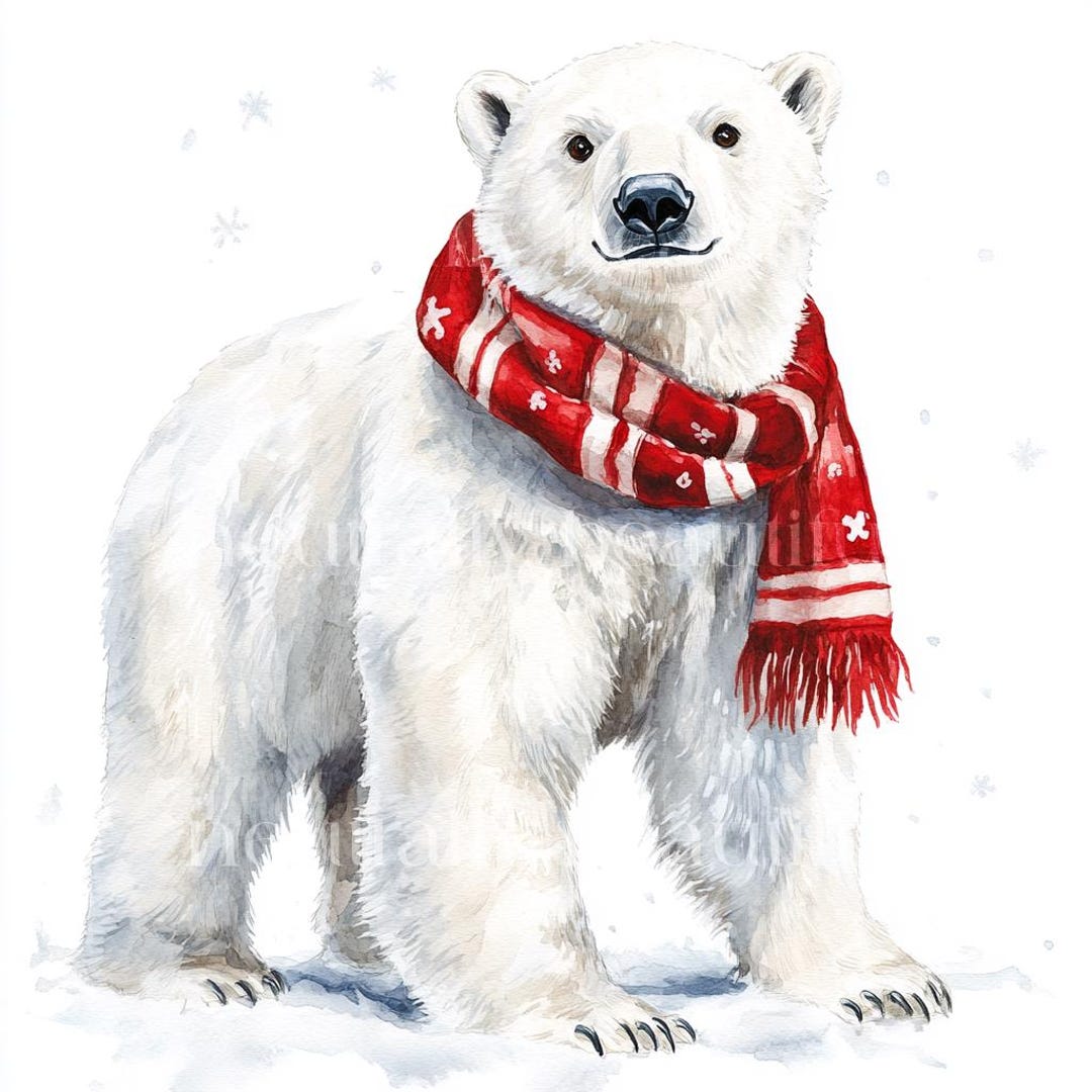 10 X Christmas Polar Bears Clipart - High Quality Jpgs - Holidays Bear ...