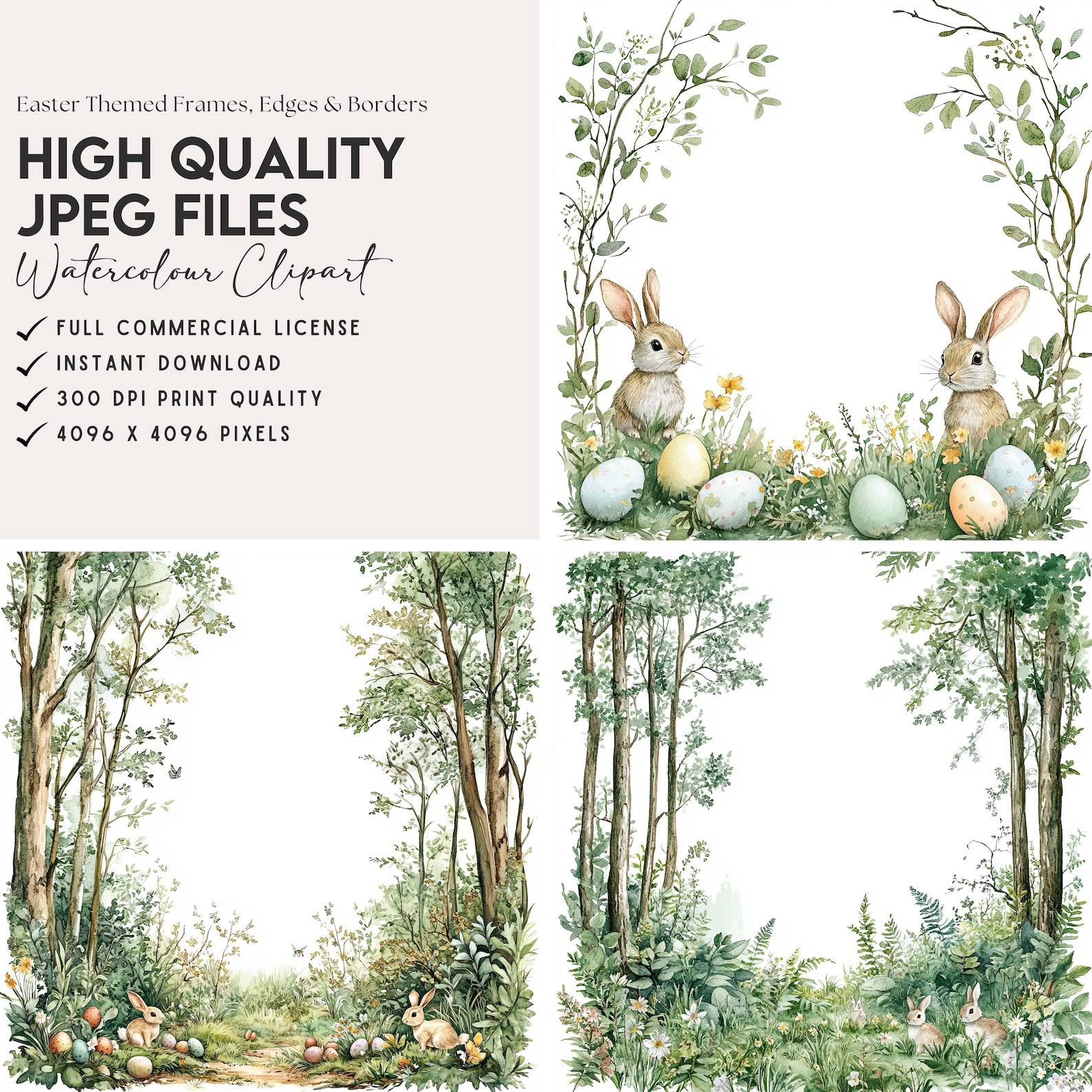 50 X Easter Woodland Themed Borders & Edges Downloadable Clipart ...
