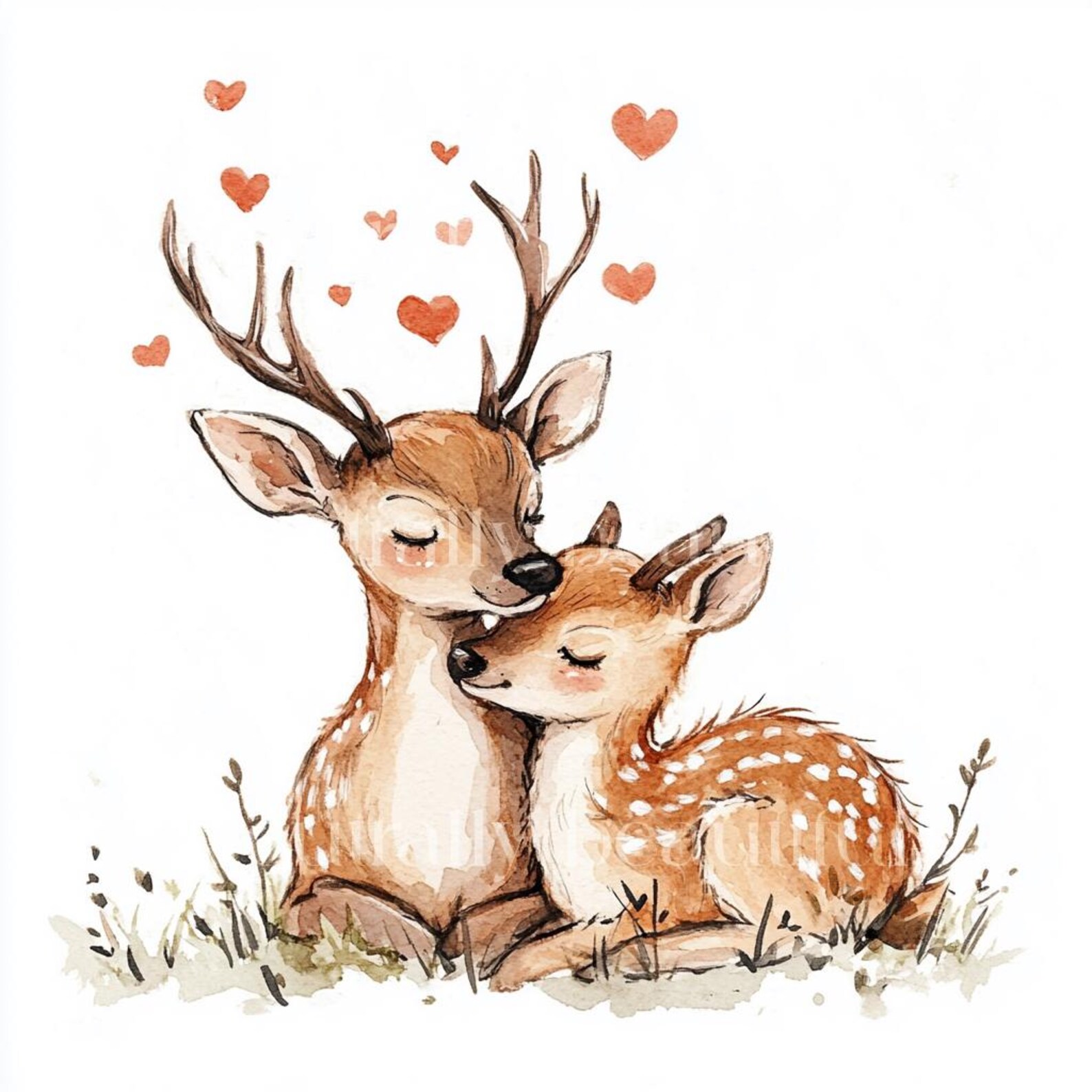 10 X Deer & Hearts Couple Clipart Bundle - High Quality Jpgs - Romantic ...