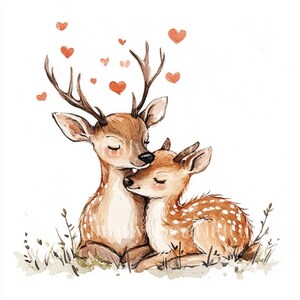 10 X Deer & Hearts Couple Clipart Bundle - High Quality Jpgs - Romantic ...