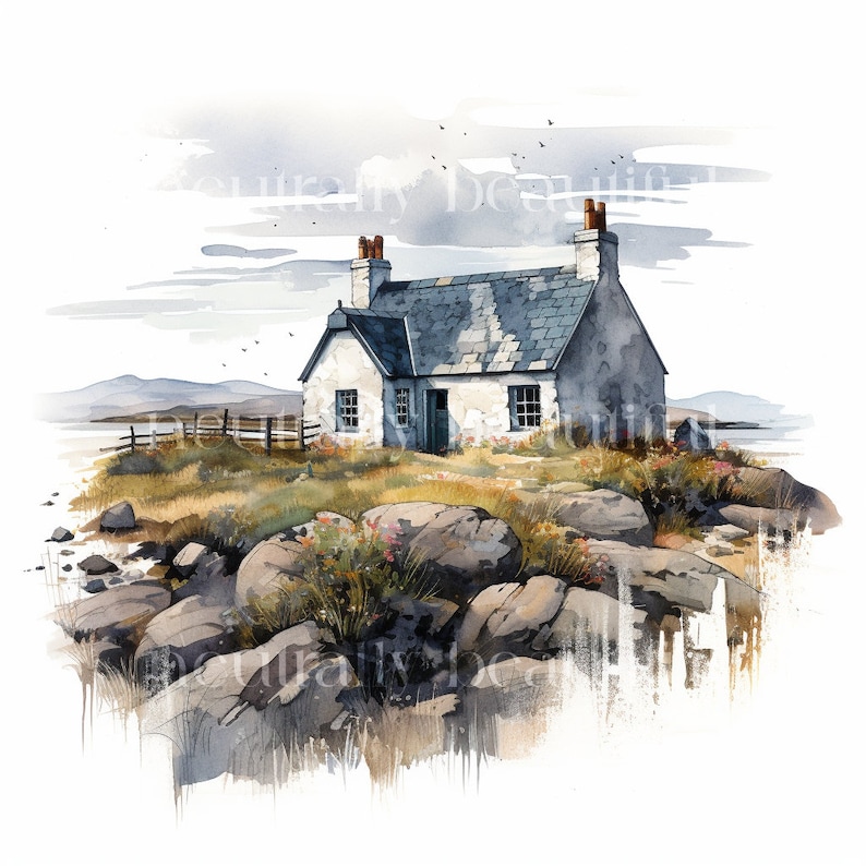 10 Crofters Cottage Clipart, Outer Hebrides Scotland, High Quality ...