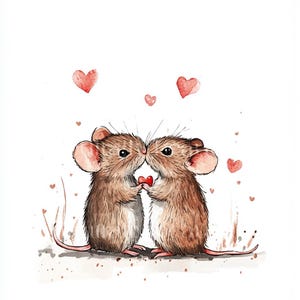 12 X Mice & Hearts Clipart Bundle - High Quality Jpgs - Romantic ...