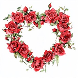 10 X Red Rose Heart Wreaths Valentine's Clipart Bundle - High Quality ...