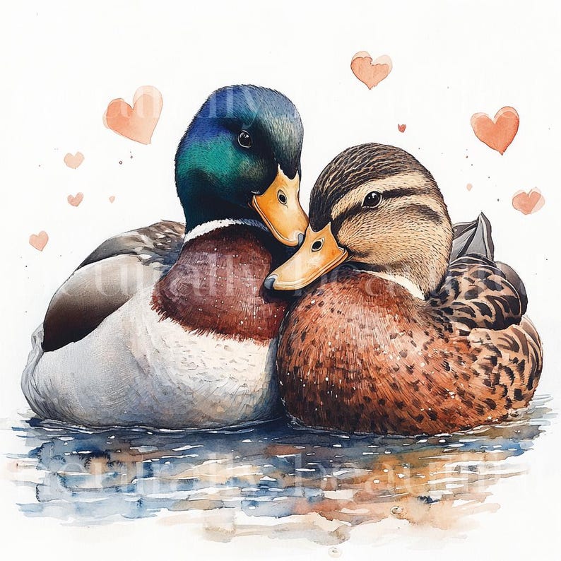 10 X Ducks & Hearts Clipart Bundle - High Quality Jpgs - Romantic ...