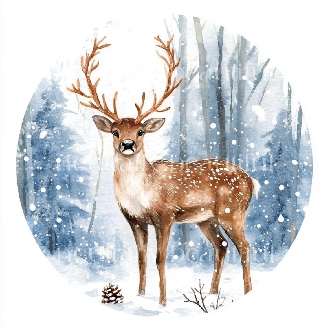 10 X Reindeer Clipart Circle Frames - High Quality Jpgs - Christmas ...
