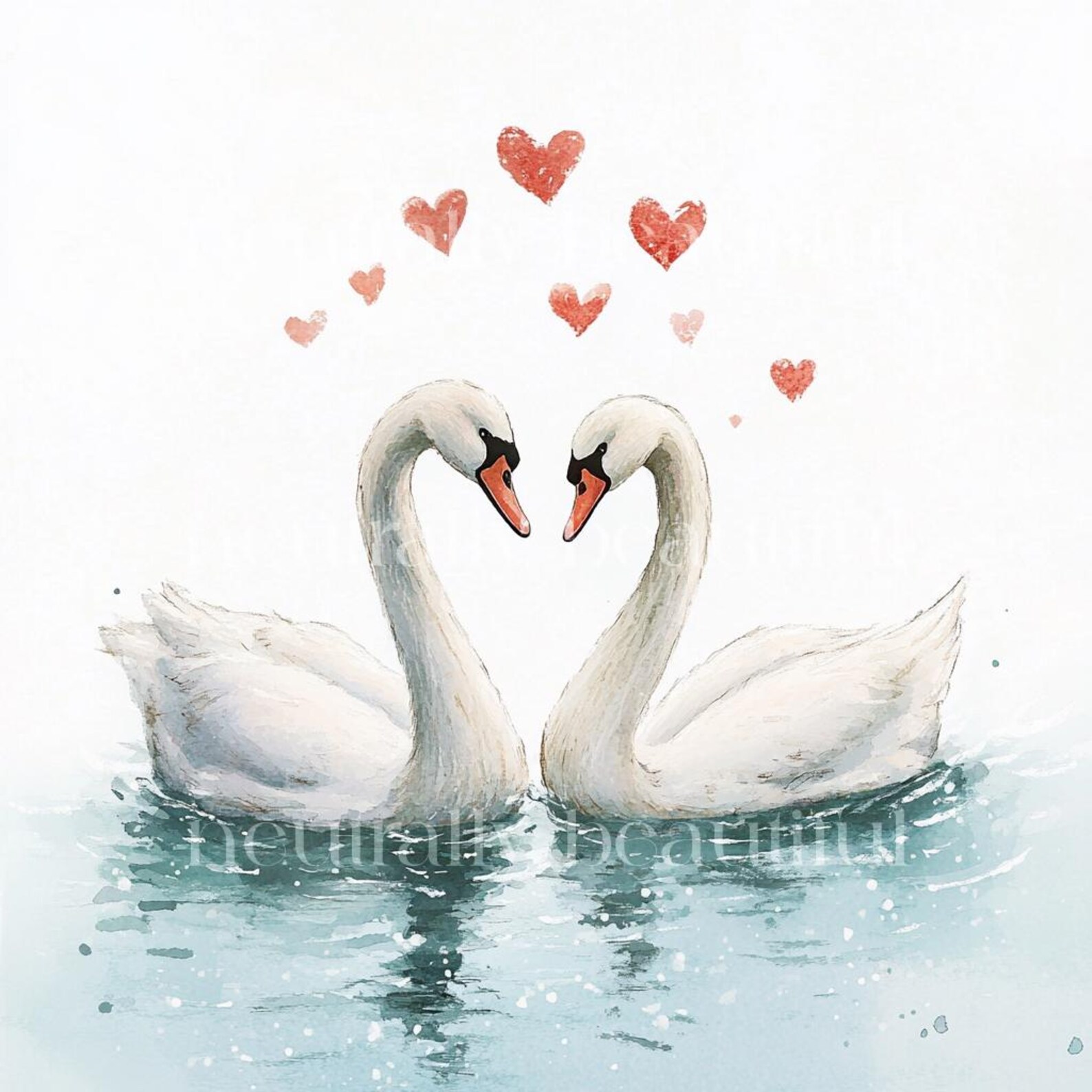 10 X Swans & Hearts Clipart Bundle - High Quality Jpgs - Romantic ...