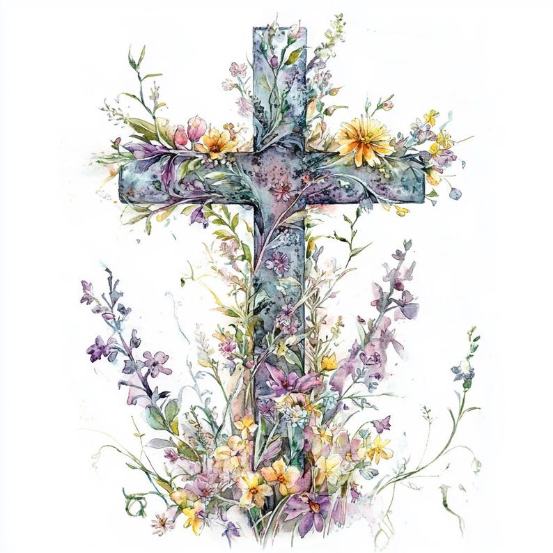 10 X Spring Christian Crosses Clipart Bundle, High Quality JPG Instant ...