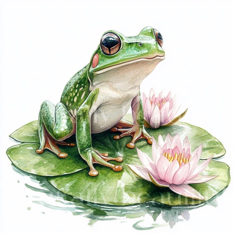 10 X Frogs & Lilypads Clipart - High Quality JPG Bundle - Garden Frogs ...