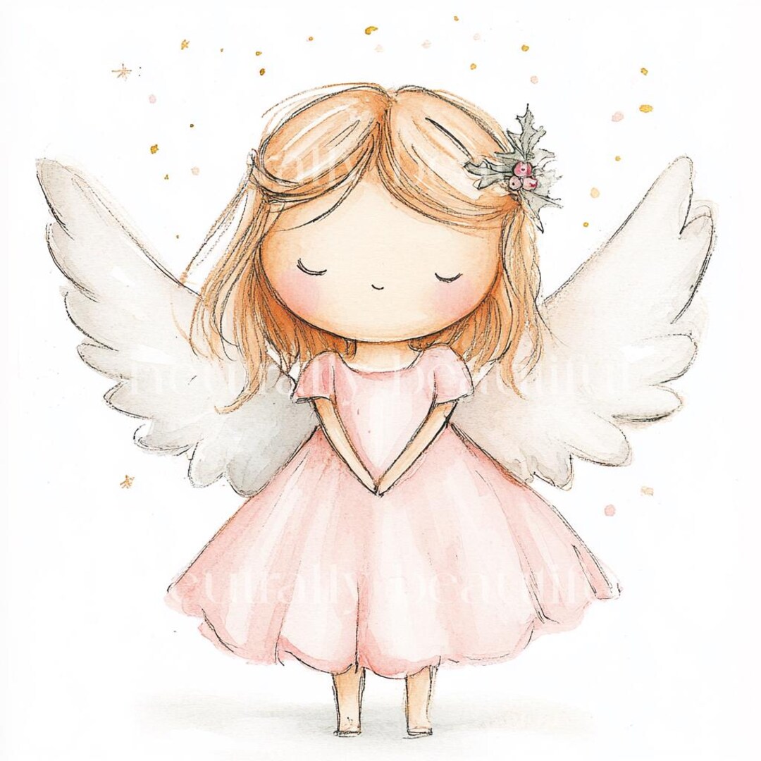 10 X Pink Angel Clipart Bundle - High Quality Jpgs - Baby Girl Angels ...
