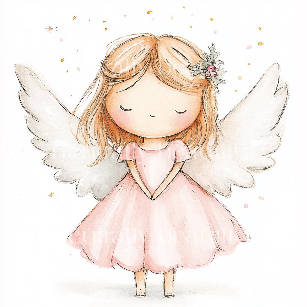 10 X Pink Angel Clipart Bundle - High Quality Jpgs - Baby Girl Angels ...