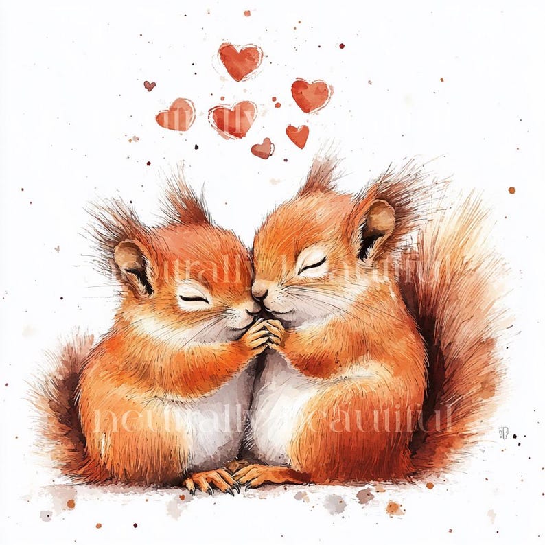 10 X Squirrels & Hearts Clipart Bundle - High Quality Jpgs - Romantic ...