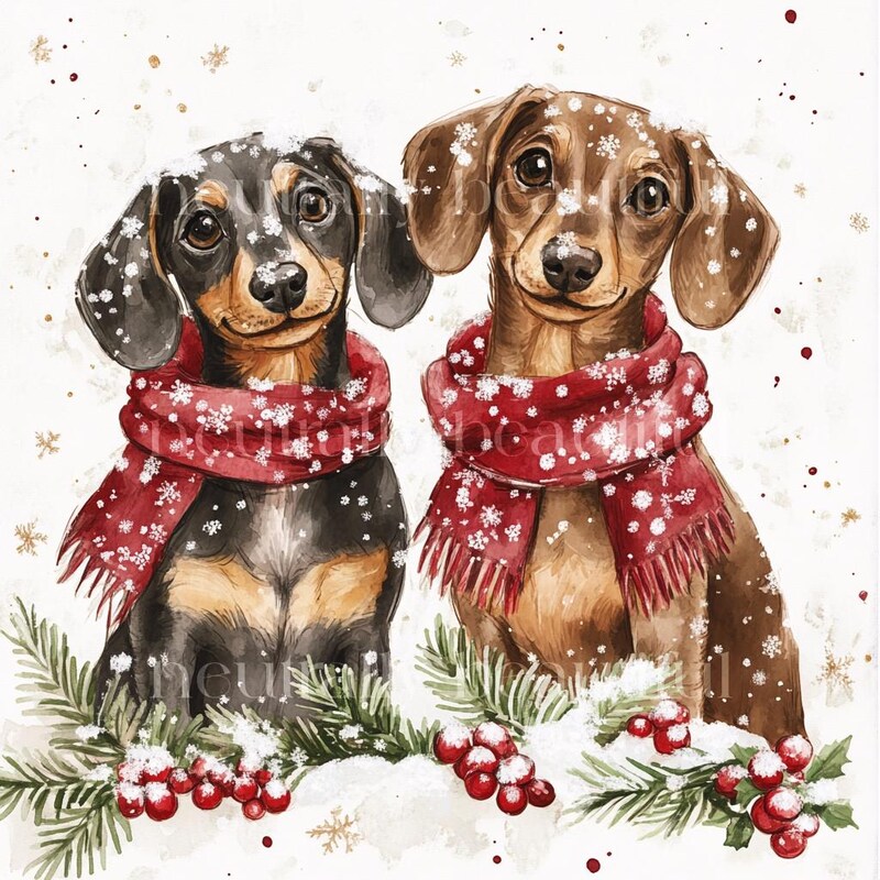 Christmas Dachshund Dog Art - Etsy UK