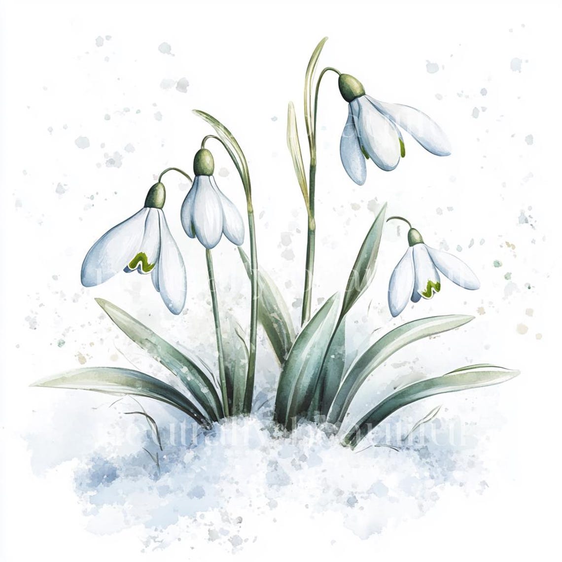 10 X Snowdrops Flowers Clipart Bundle - High Quality Jpgs - Snowdrops ...