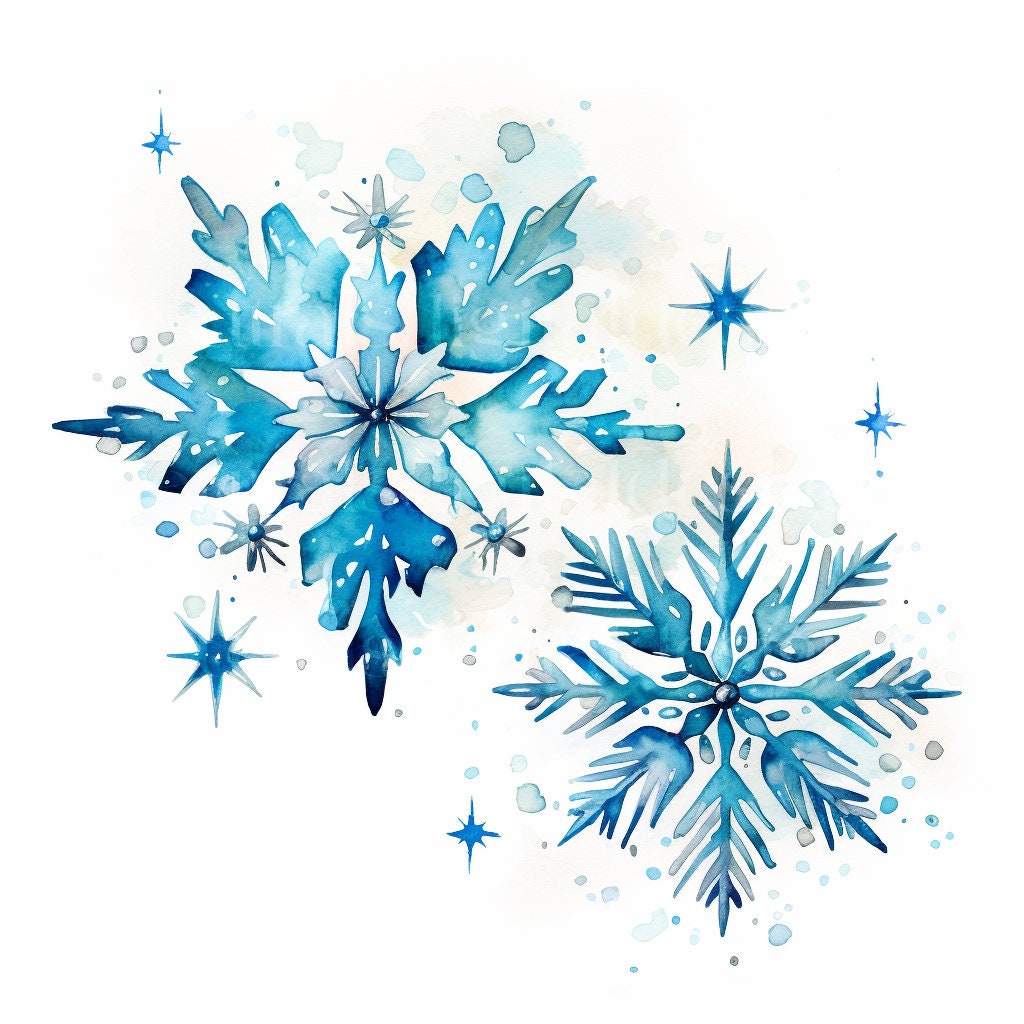 Snowflake Watercolour Clipart - 10 High Quality Downloadable Jpgs ...