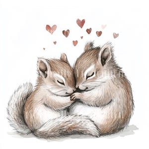 10 X Squirrels & Hearts Clipart Bundle - High Quality Jpgs - Romantic ...