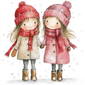 10 X Cute Winter Girls Clipart - High Quality Jpgs - Friends ...