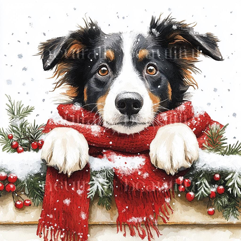 12 X Border Collie Dogs at Christmas Clipart Bundle - High Quality Jpgs ...
