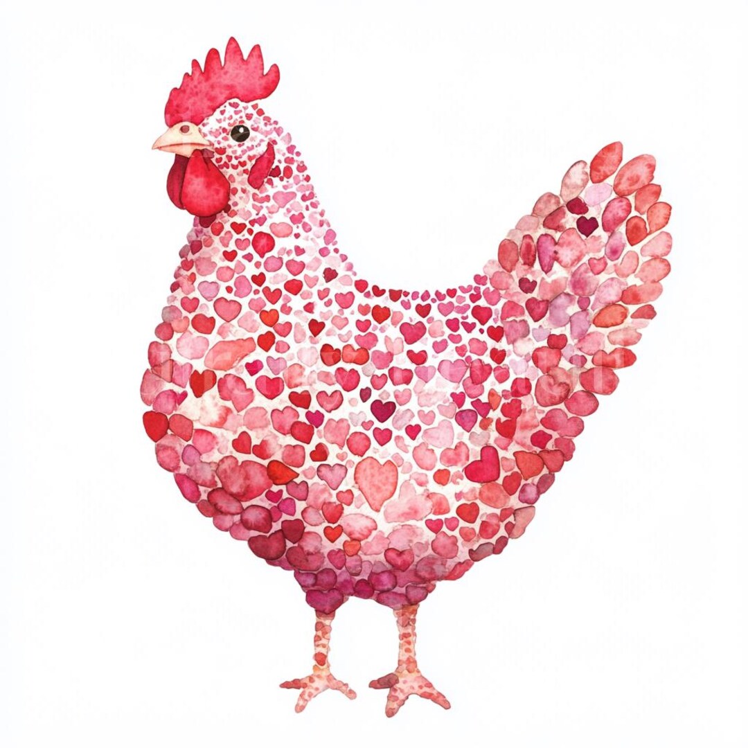 10 X Chickens & Hearts Clipart Bundle - High Quality Jpgs - Romantic ...