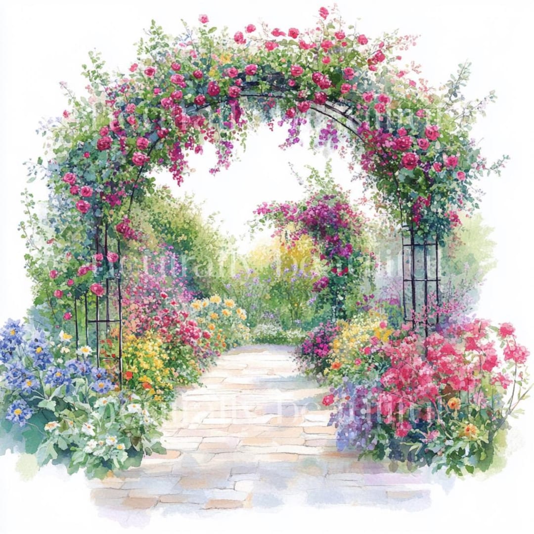 10 X Flower Arch Trellis Clipart Bundle - High Quality Jpgs - Gardening ...