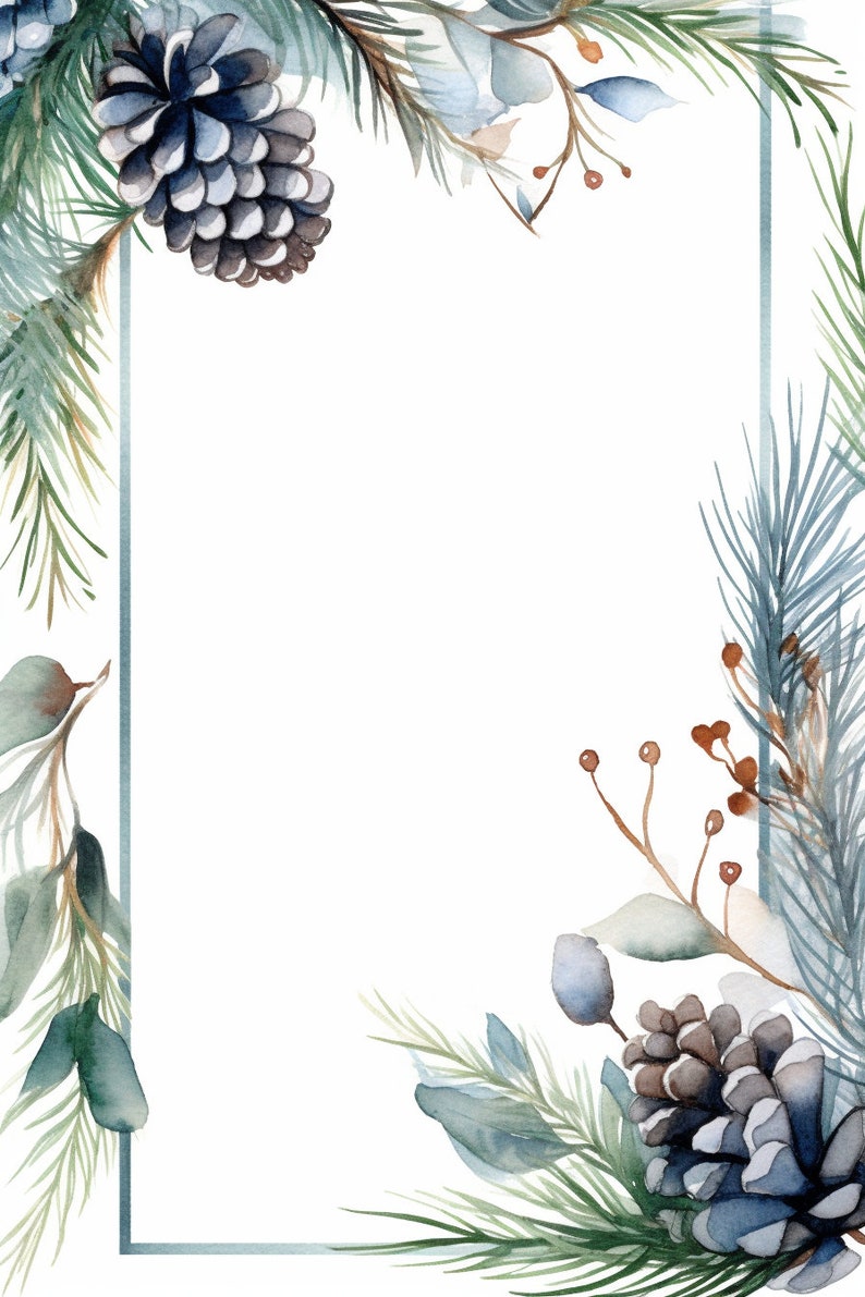 40 X Christmas Themed Borders & Edges Downloadable Papers - Watercolour ...