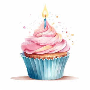 20 X Birthday Cupcakes Downloadable Clipart Pack - High Quality Jpgs ...